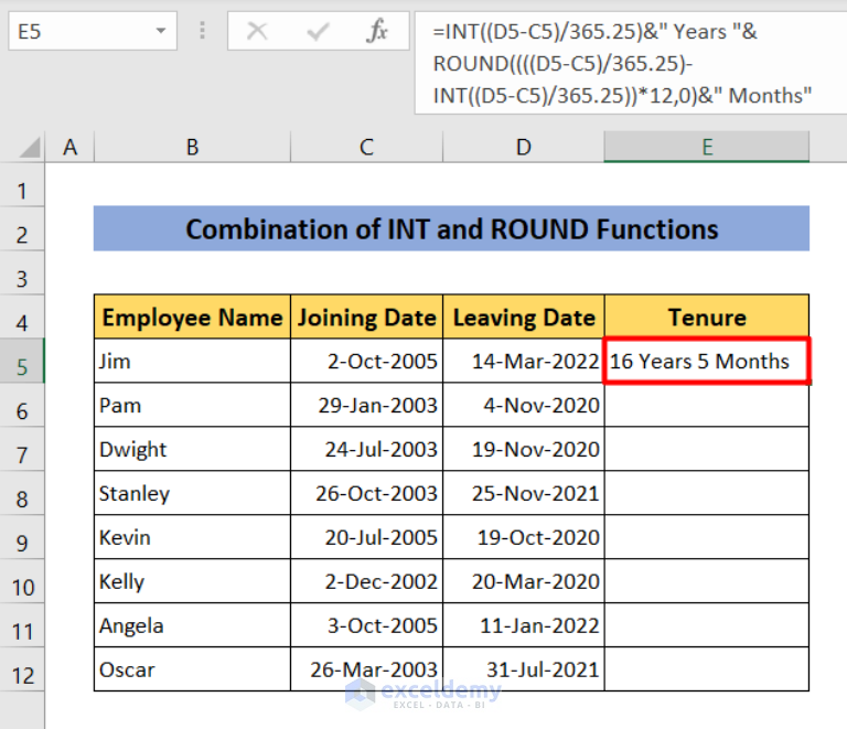 How to Calculate Tenure in Years and Months in Excel - ExcelDemy