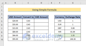 How to Convert USD to CAD in Excel (4 Quick Tricks) - ExcelDemy