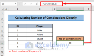 How to Use COMBIN Function in Excel (4 Examples) - ExcelDemy