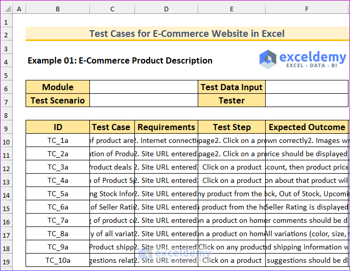 Test Case Excel Template Test Case Excel Template