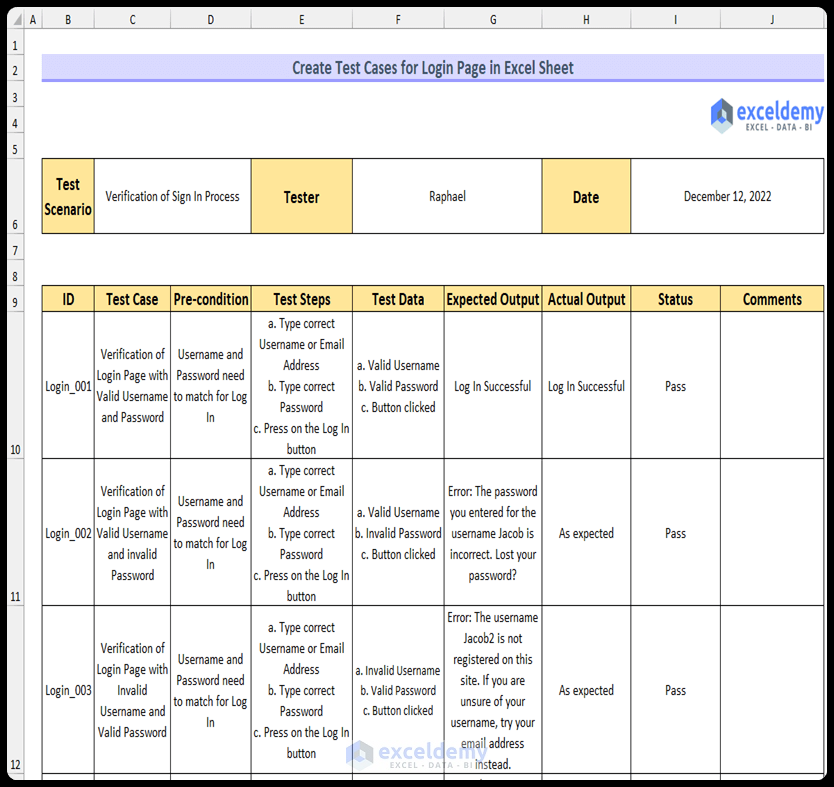 How To Create Test Cases For Registration Form In Excel Sheet How To Create Test Cases For Registration Form In Excel Sheet