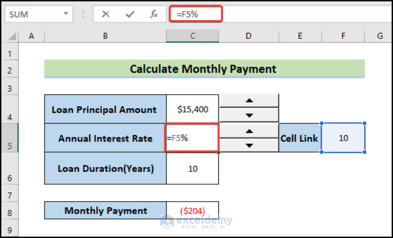 How to Use Spin Button in Excel (2 Suitable Examples)