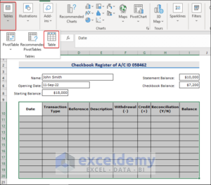 How to Create Excel Checkbook Register with Reconciliation