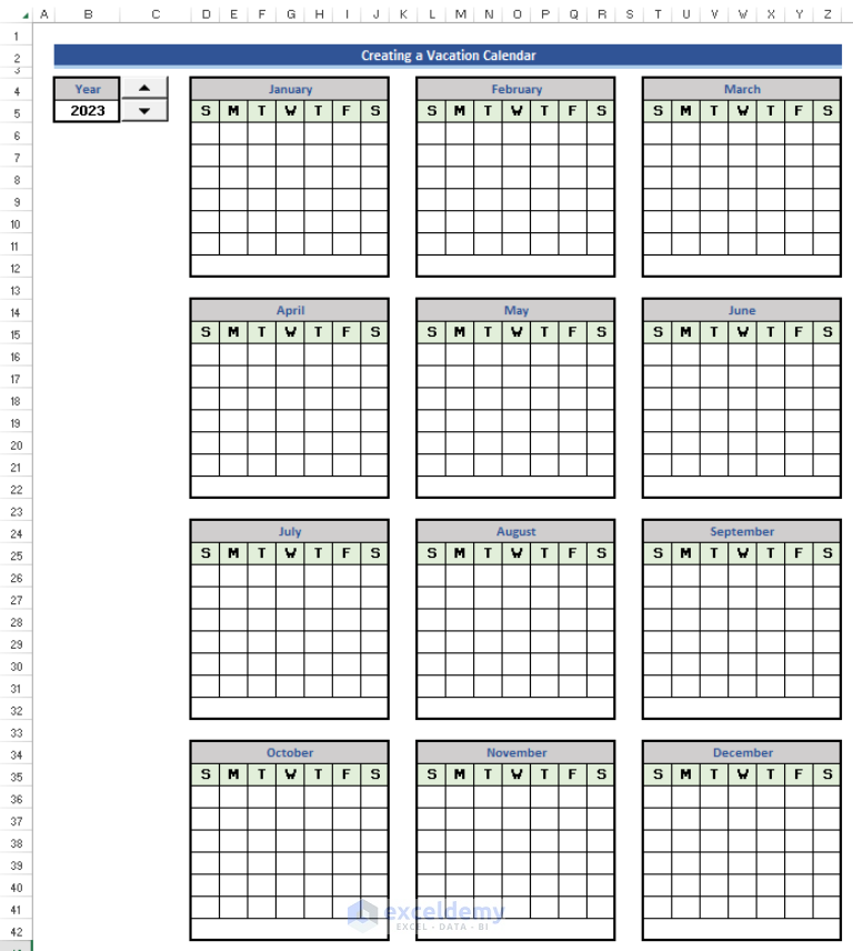 How to Make a Vacation Calendar in Excel (with Detailed Steps)