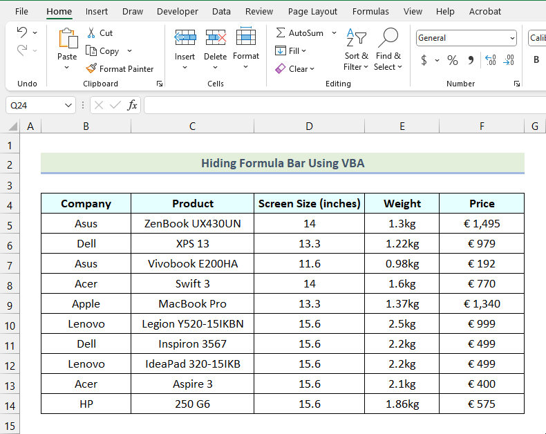How To Hide Formula Bar Using VBA In Excel with Easy Steps 