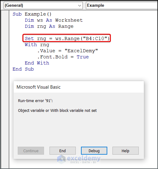 How To Fix If Vba Object Variable Or The With Block Variable Not 3729