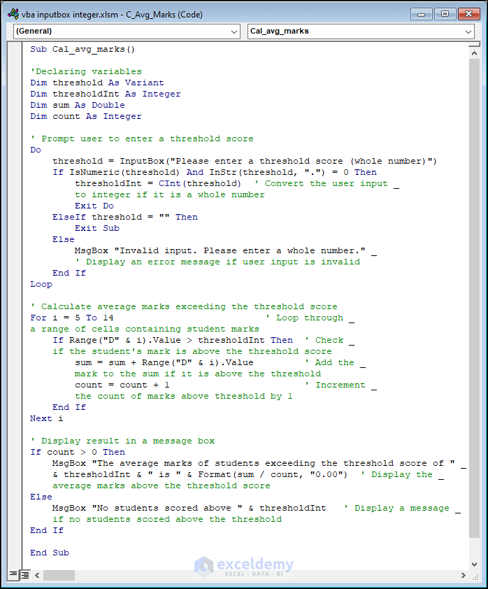 VBA InputBox for Integer Value Only in Excel - ExcelDemy