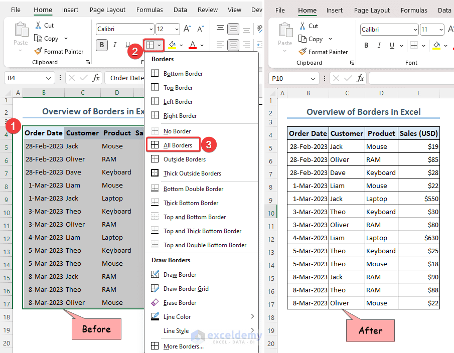 How To Add Change And Format Cell Borders In Excel Ultimate Guide How To Add Change And Format Cell Borders In Excel Ultimate Guide