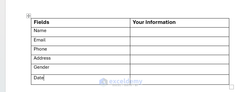How to Create a Fillable Form in Microsoft Word Without Developer Mode - ExcelDemy