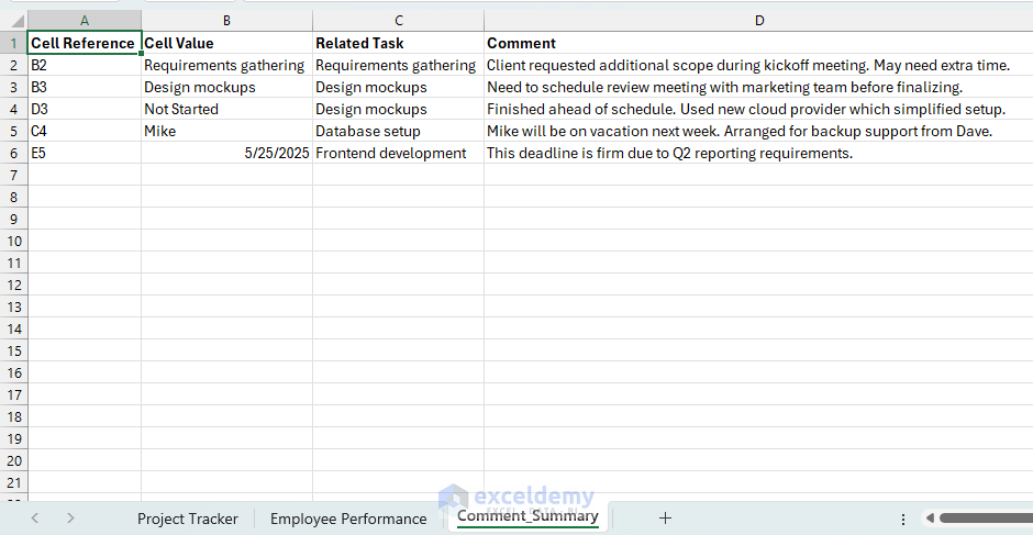 How to Make Excel Auto-Generate a Summary Based on Cell Comments ...